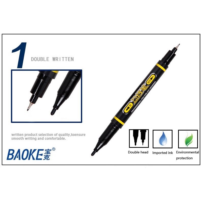 1PC Baoke Drawing Pen Marker 2 in 1 MP-2906 Black | Shopee Philippines
