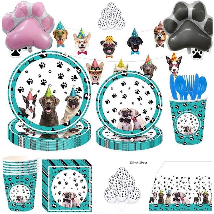 Let's pawty Party Balloons Supplies Paws Prints Balloons Dog Birthday ...
