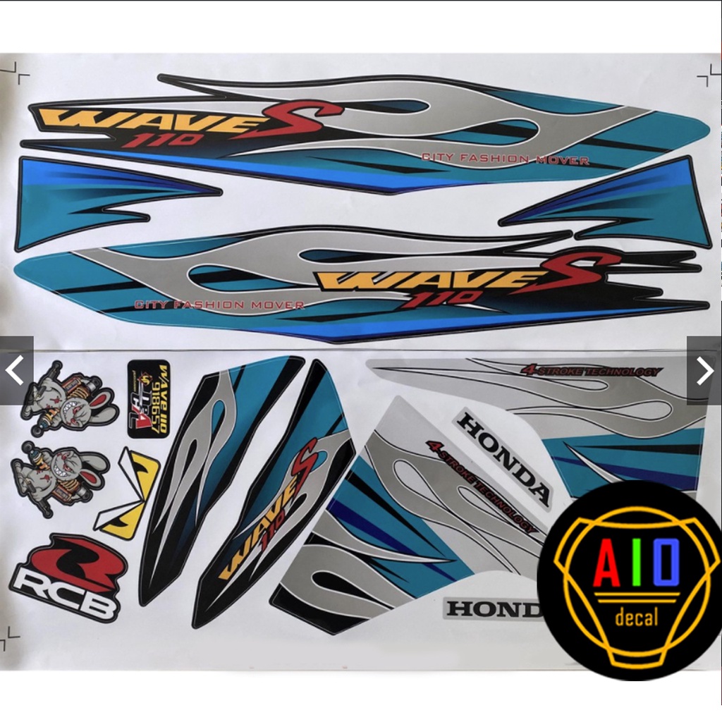 [Type 1] Wave 110cc Green Fire Removable Sticker Ver 5 (2017-2021 ...