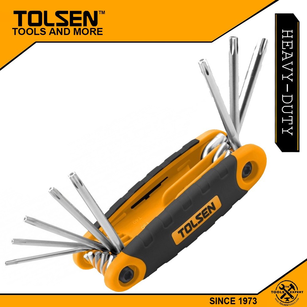 Tolsen 8pcs Folding Torx Star Allen Hex Key Set (T9-T40) 20069 | Shopee ...