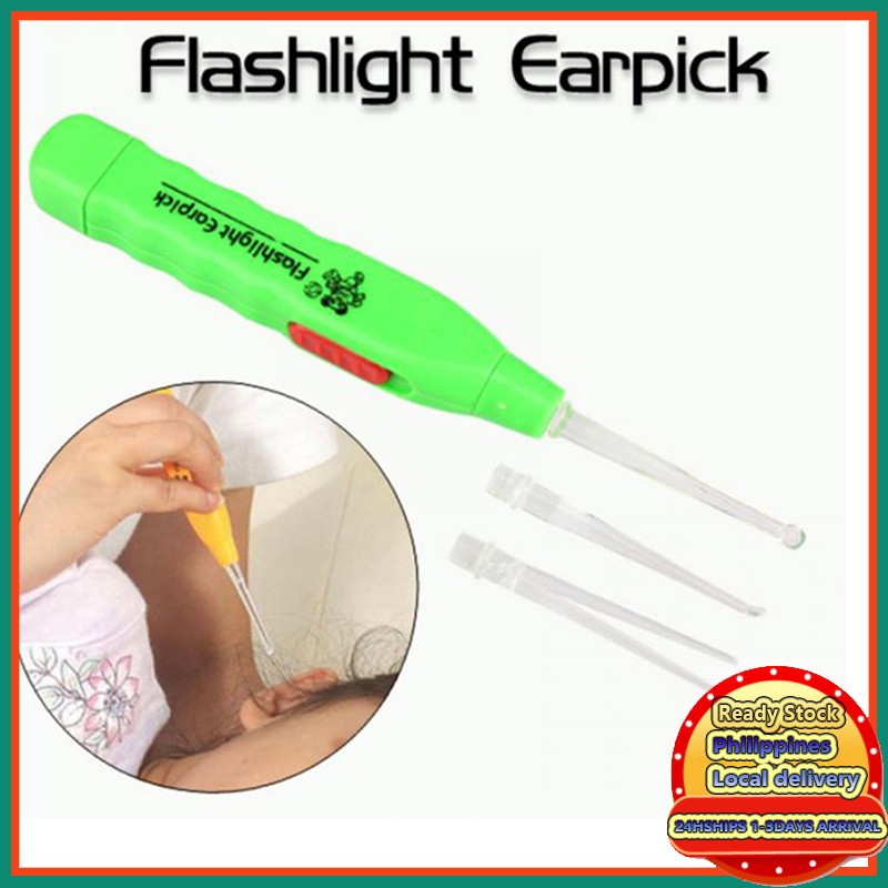 LED Flashlight Earpick Baby Ear Pick Tool Ear Scoop Ear Remover Handle ...