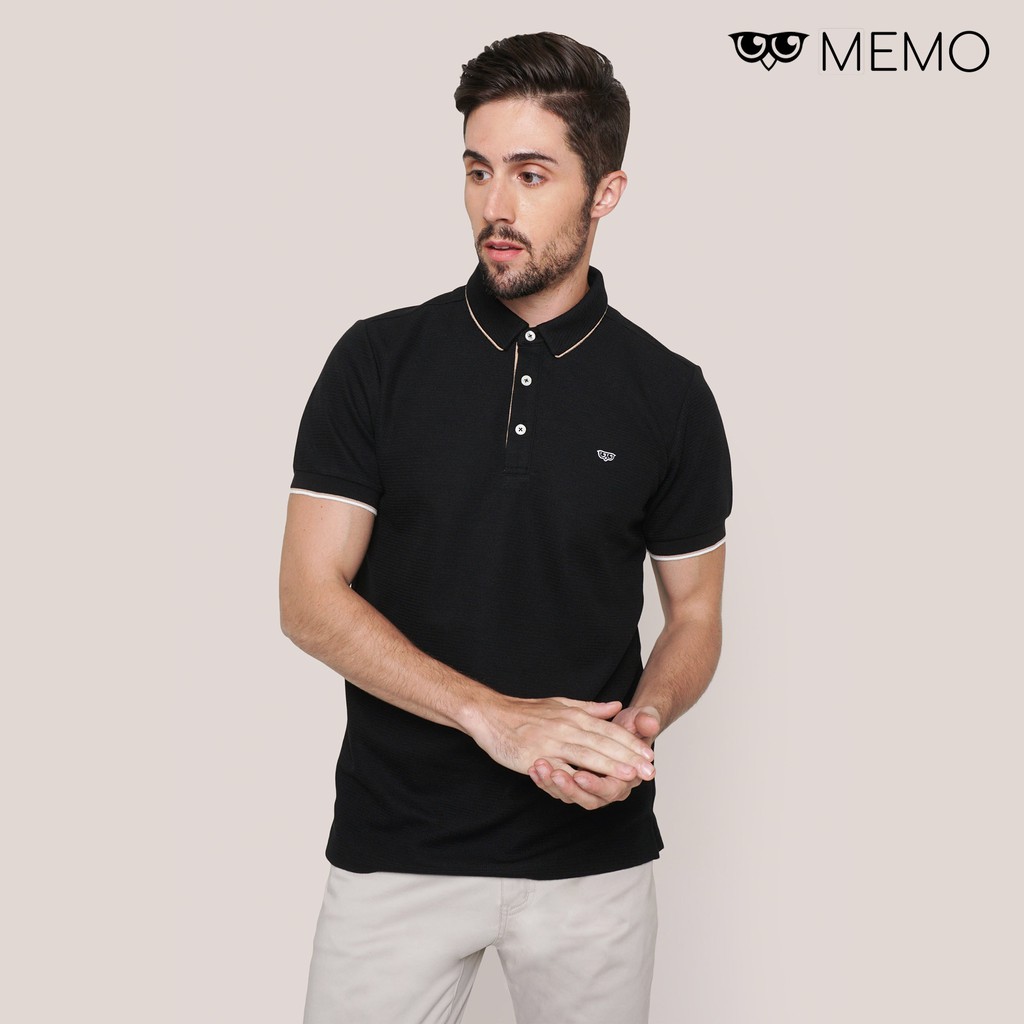 Memo Ultimate Basics Premium Textured Owl Polo For Men (Black) | Shopee ...