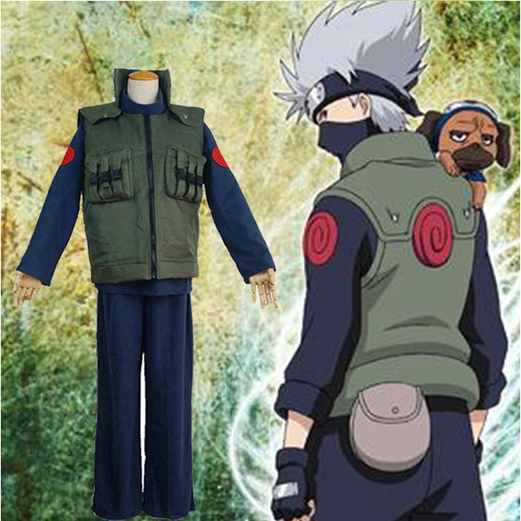 New Anime Cosplay Clothes Costumes Shinobi Hatake Kakashi Green Unisex ...