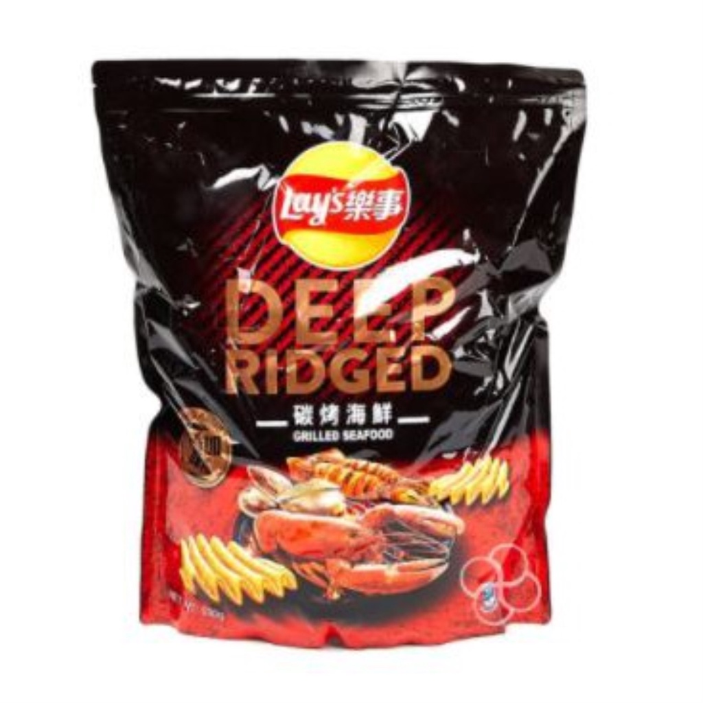 Lay's Deep Ridged Grilled Seafoods Potato Chips 530g Potato chips ...
