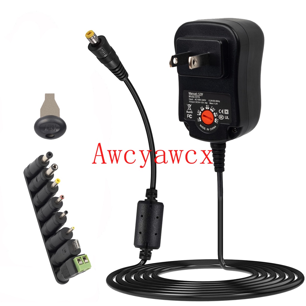 3V 4.5V 5V 6V 7.5V 9V 12V 1A 1000mA 8PIN Adjustable Power Adapter 12W ...