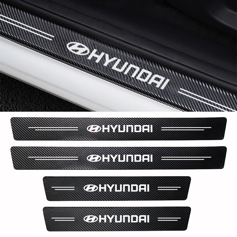 4Pcs Car Door Threshold Sill Step Sticker Carbon Fiber Universal for ...