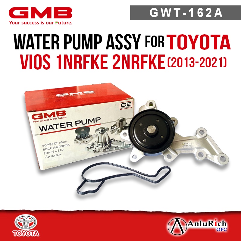 GMB WATER PUMP ASSY (GWT-162A) for TOYOTA VIOS 1NRFKE 2NRFKE (2013-2021 ...