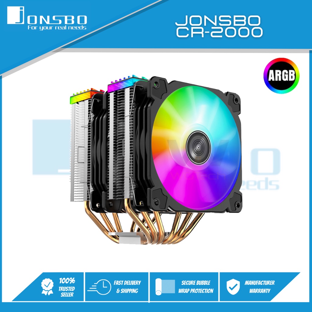 Jonsbo CR-2000 GT 5V 3Pin ARGB 6 Heat Pipe CPU Cooler w/Dual Fans For ...
