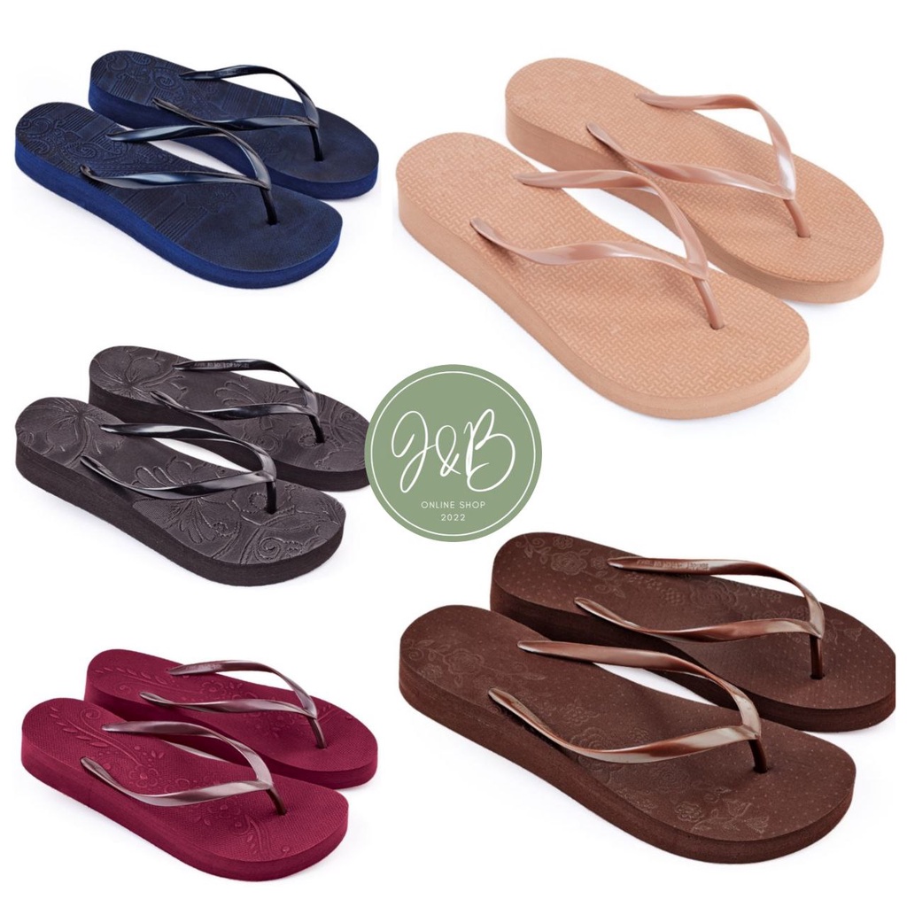 MSE Ladies 1" Heel Height Casual Wedge Slipper Sandals in Nude Color ...