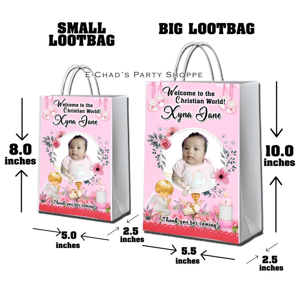 Christening Customize Lootbag / Paper Bag (sold by 10pcs.) | Shopee ...