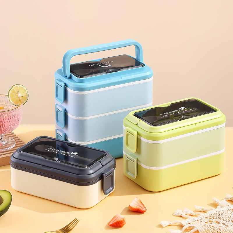 New portable single double-layer lunch lunch box portable fast food ...