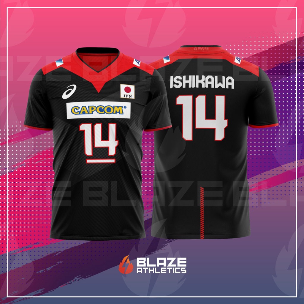 FULL SUBLIMALTION BLACK Japan CAPCOM Men's Volleyball Team | Shopee ...