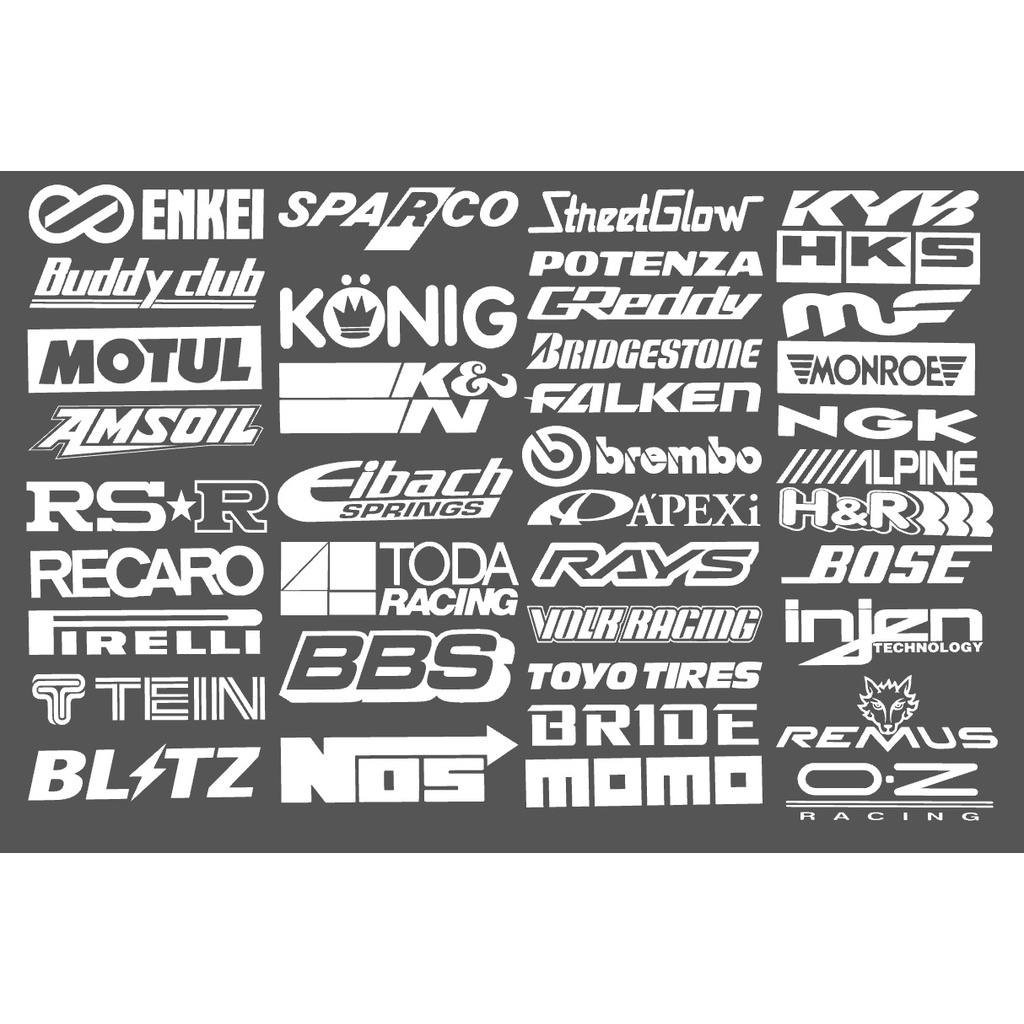 1Set Automotive Sponsor JDM 39 Decals Stickers Pack V1 Car Racing Turbo ...