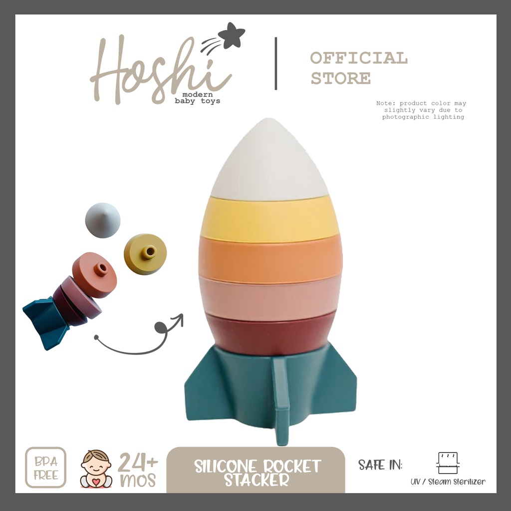 Hoshi Silicone Rocket Stacker Stacking Toy Educational Toddlers ...