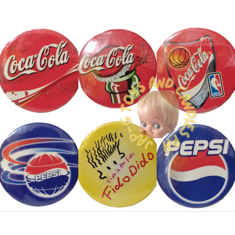 Vintage Coca Cola - Pepsi - Fido Dido Softdrinks Button Pins Set ...