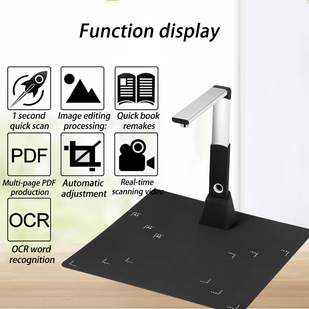 8MP Soft bottom A4 Portable Scanner Multi-Language Document Camera Visual Presenter Hot Sale A4 ...