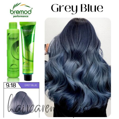 9.18 GREY BLUE Bremod Hair Color - With Oxidizer Set | Shopee Philippines