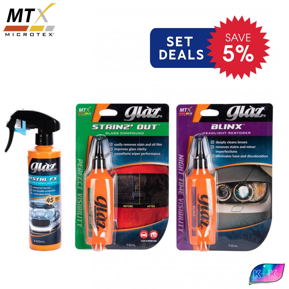 Microtex Glaz Series Package 2 (Crystal FX 250ml, Blinx 70ml, Stainz ...
