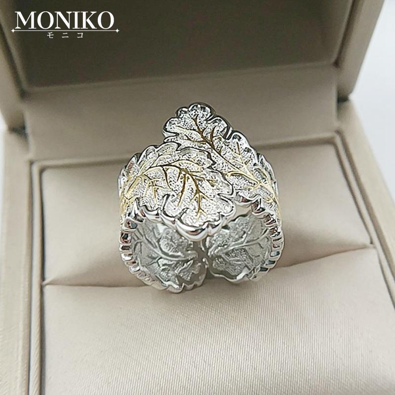 MONIKO Fashion Delicate Leaf Ring For Women Silver Micro Inlay Present ...