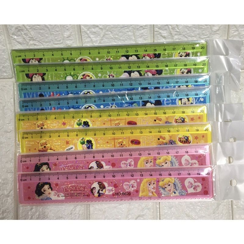 6pcs Character Ruler 8inches Pooh Mickey Mouse Disney Princess | Shopee ...