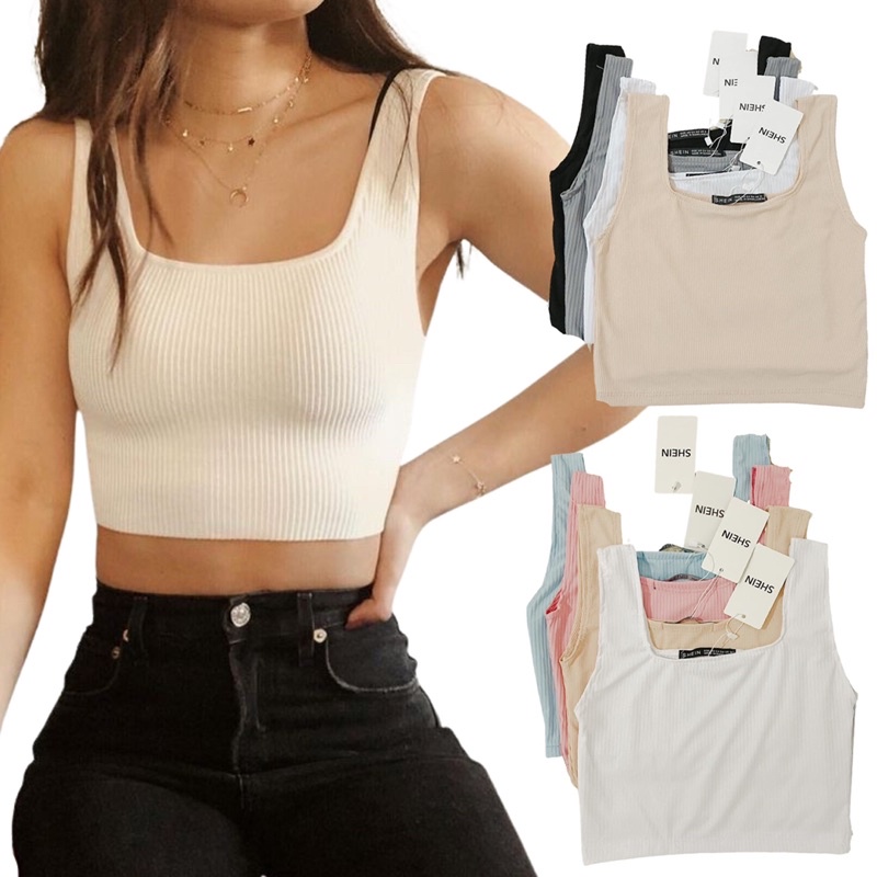 JTU 99SaleShop Anna Basic Knit Tank Crop Top Relaxed Dainty Minimalist ...