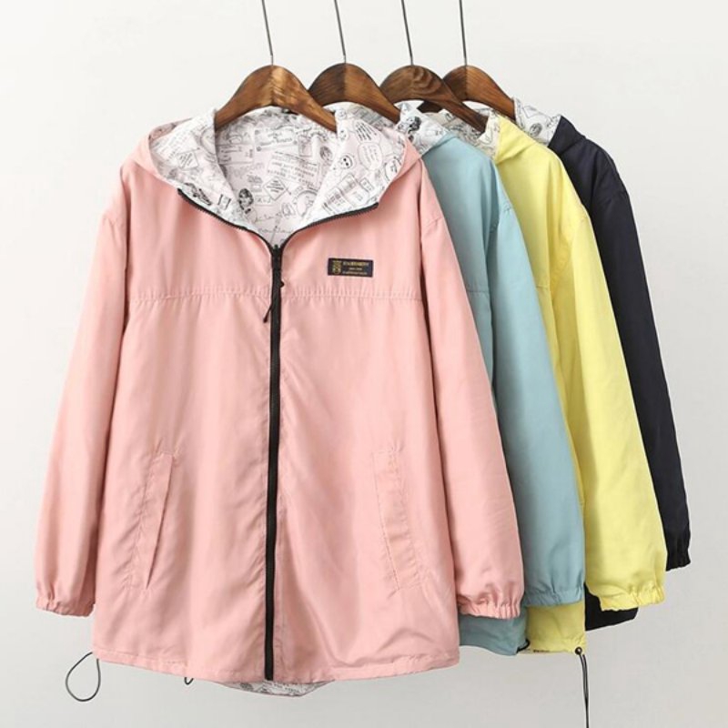 Fashion Hooded Two Side Wear Jacket Women Pocket Zipper Coat | Shopee ...