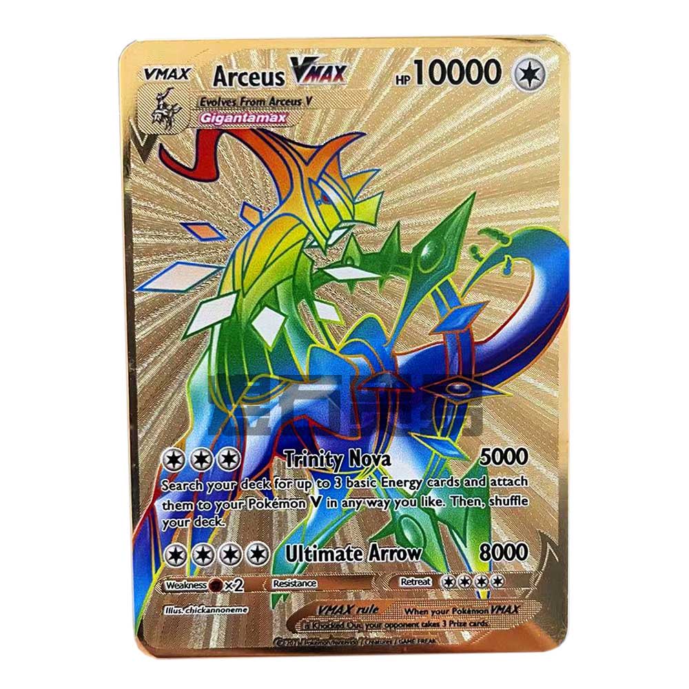 Pokemon English Metal cards 10000HP Arceus Vmax YU GI OH Pikachu ...