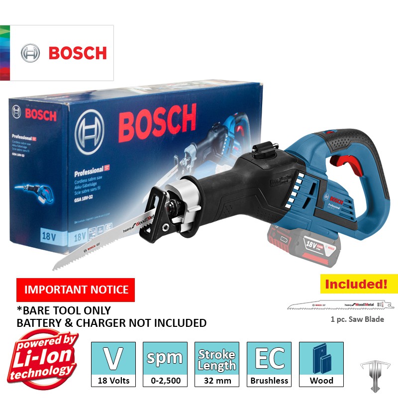 Bosch GSA 18V-32 Professional 18 V Brushless Cordless Reciprocating Saw ...