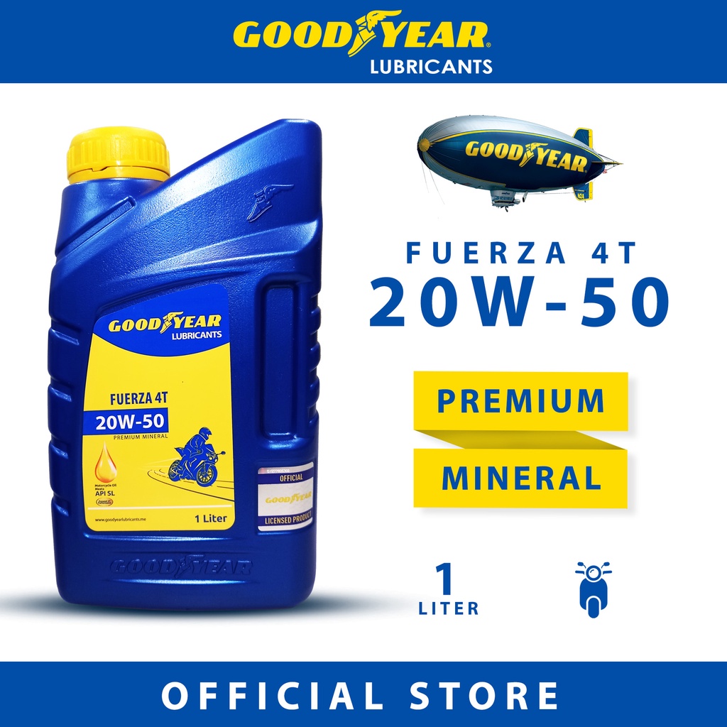 GOODYEAR MOTORCYCLE Premium Mineral 4T 20W50 1L FUERZA 4T Motorbike ...