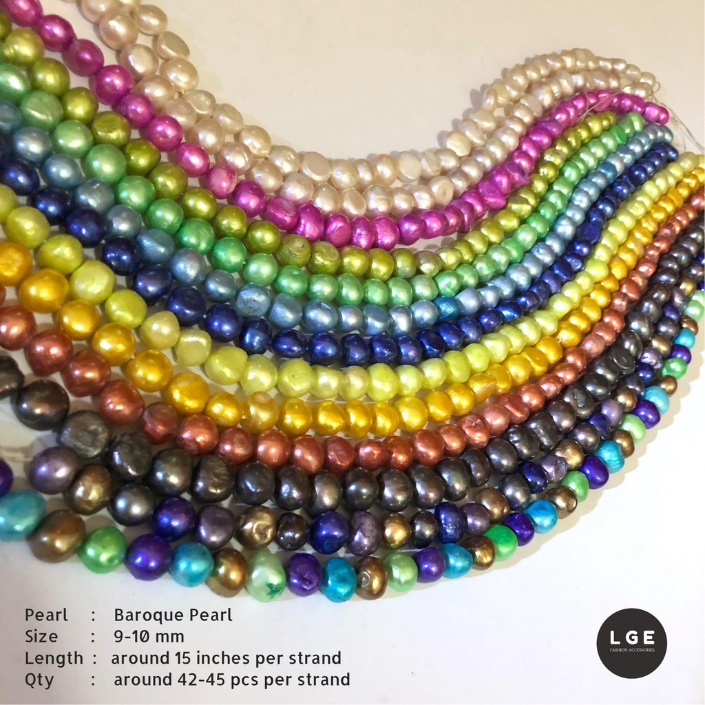 LGE Freshwater BAROQUE Pearl Colored fresh water 9-10mm Strand DIY Jewelry making necklace ...
