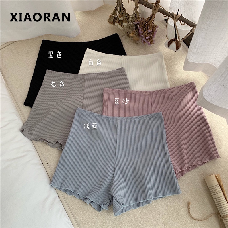 Janelle - Knitted Ribbed Lettuce Short Shorts | Shopee Philippines