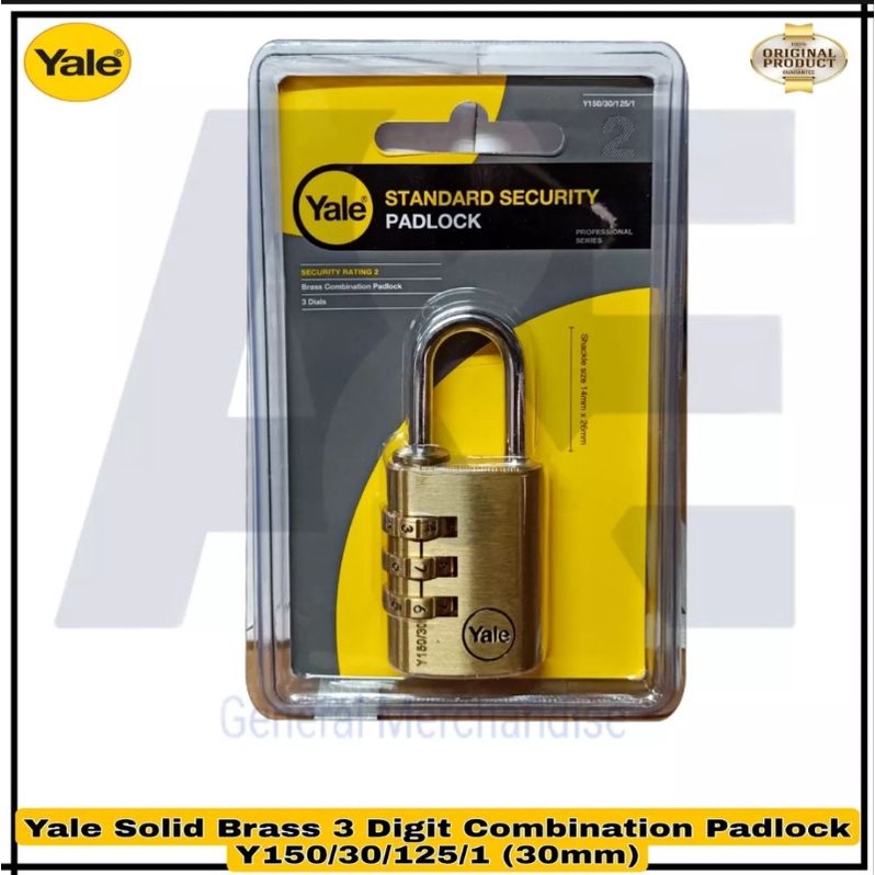 YALE BRASS COMBINATION PADLOCK Y150 22MM , 30MM , 40MM | Shopee Philippines
