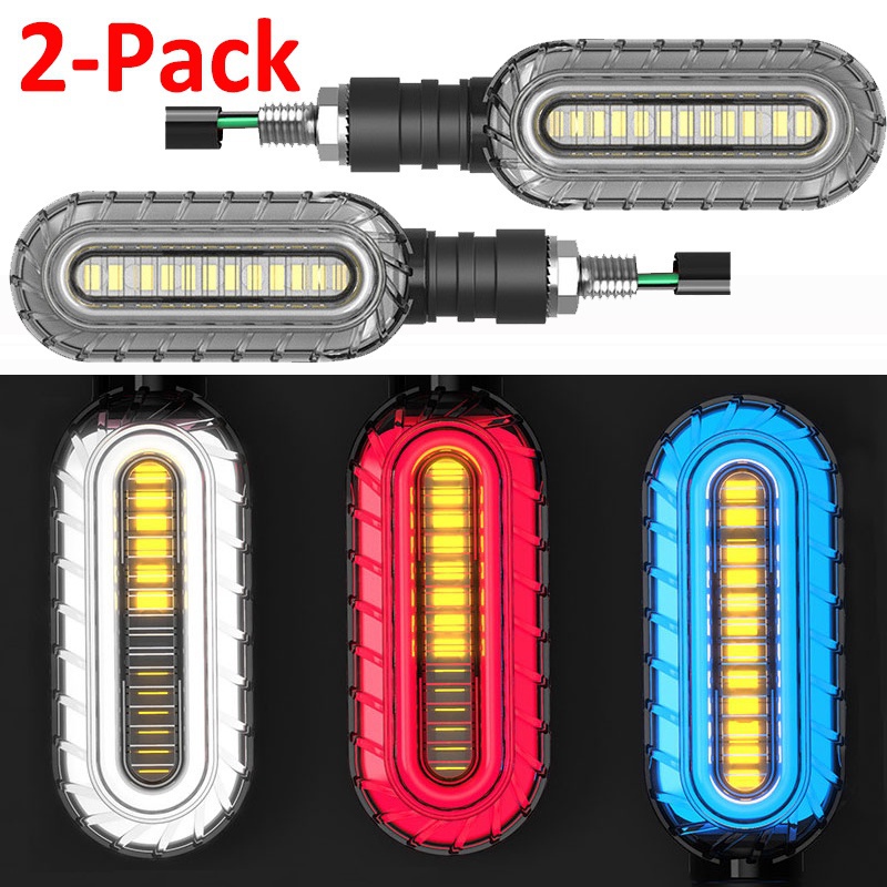 LED Turn Signal Light Motorcycle Stop Signals DRL Flowing Water Flasher ...