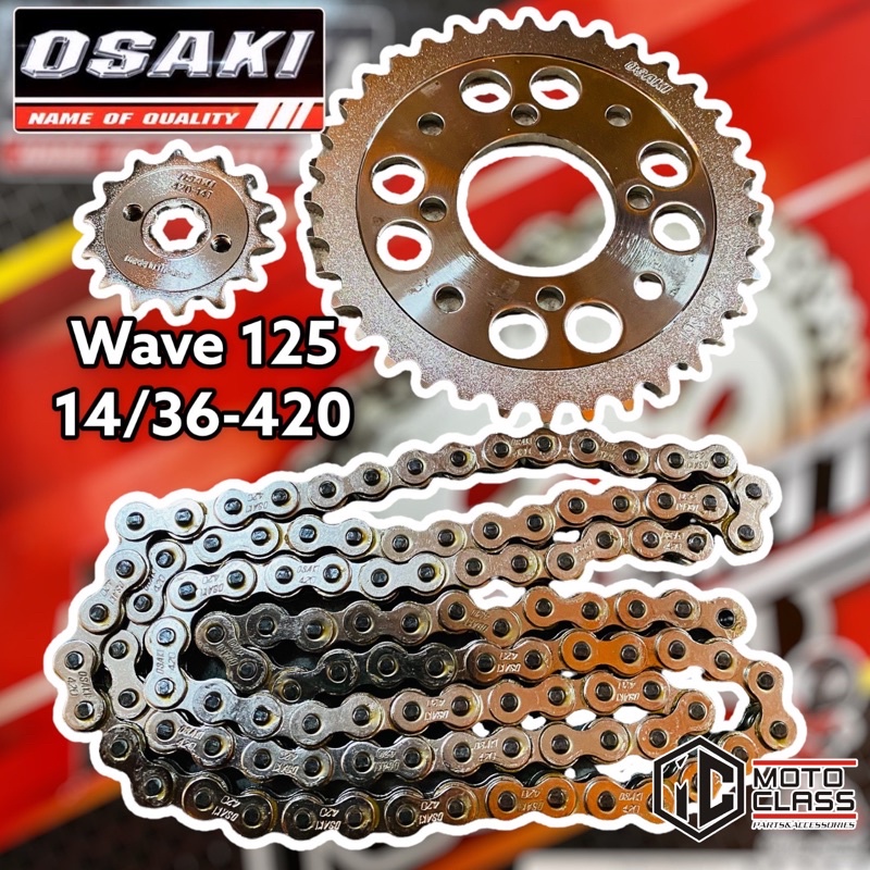 OSAKI CHAINSET WAVE 125 CHROME REVO 14/36-420 | Shopee Philippines