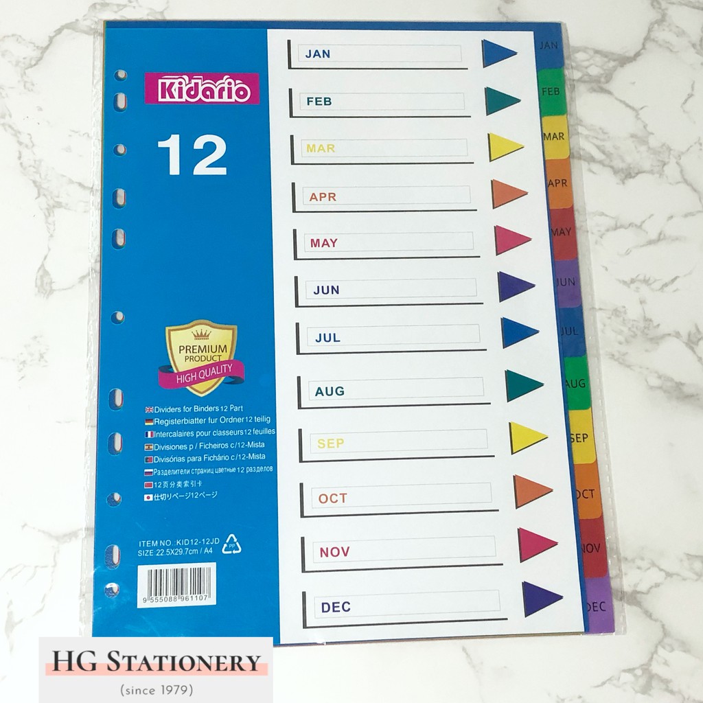 (5/10/12/20/31 Tabs) A4 Kidario Binder Dividers Index Paper with Tabs ...