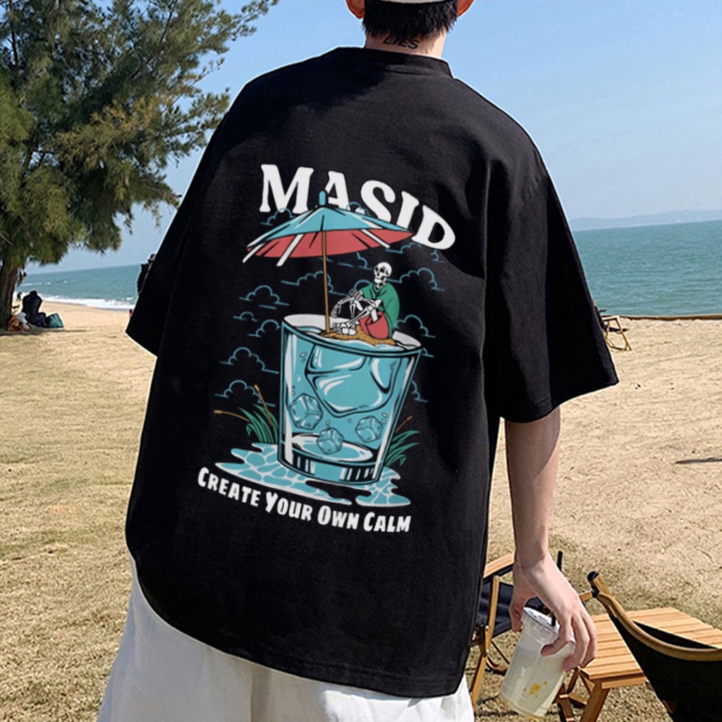 MASID Oversized Men's T-Shirts High Quality Round Neck Loose Men's and ...