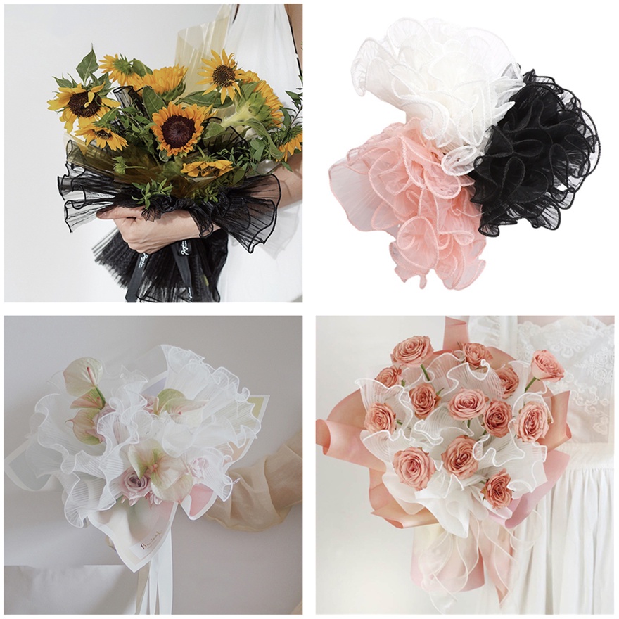 Extensible 4.5M Flower Wrapping Paper Wave Yarn Net Roll Lace Mesh ...