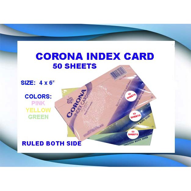CORONA 4X6" INDEX CARD COLORED (50'S) | Shopee Philippines