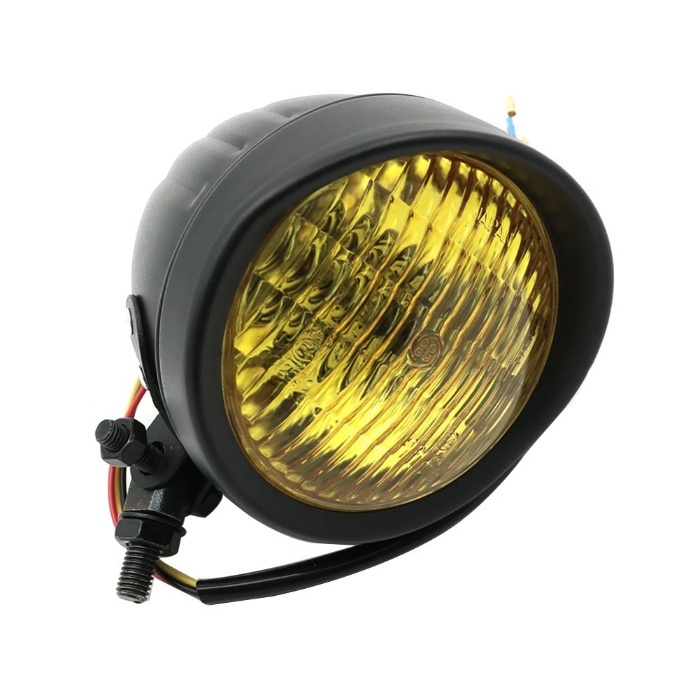 H11 BLACK HEADLIGHT /HEADLAMP METAL SHELL / BODY/ CASING WITH AMBER ...