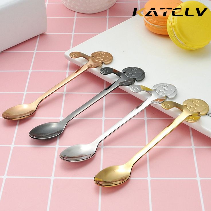 KATELV Unique Design Hanging Spoon Ice Cream Tea Stirring Coffee Spoons ...