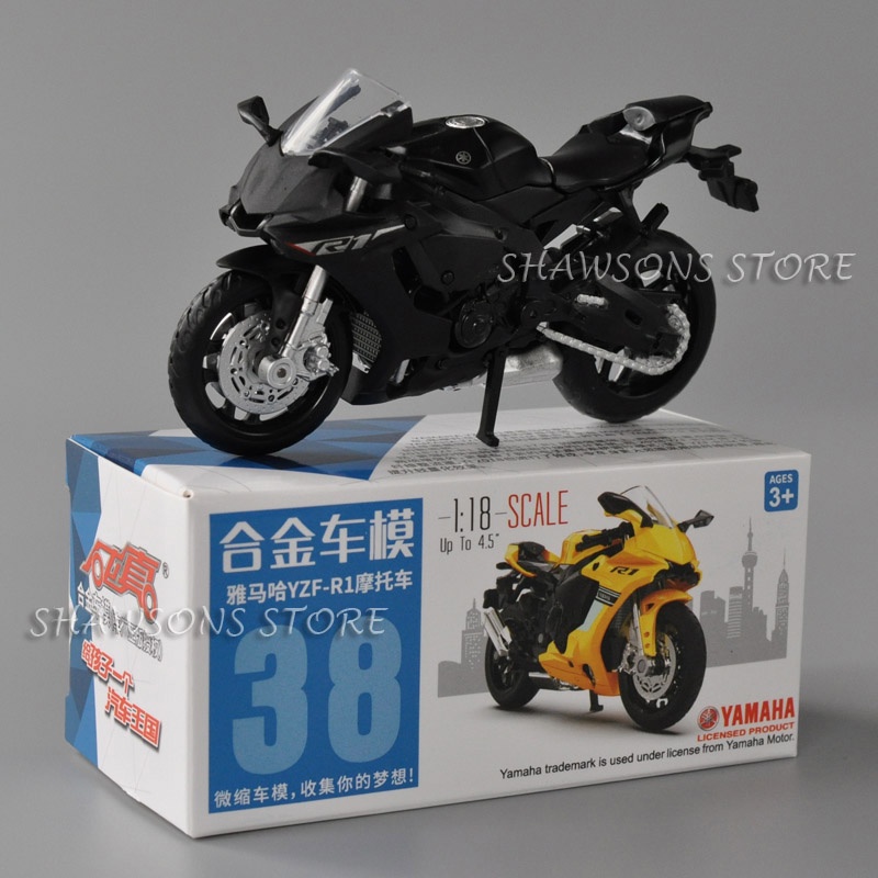 1:18 Scale Diecast Motorcycle Model Toys Yamaha YZF-R1 Sport Bike ...