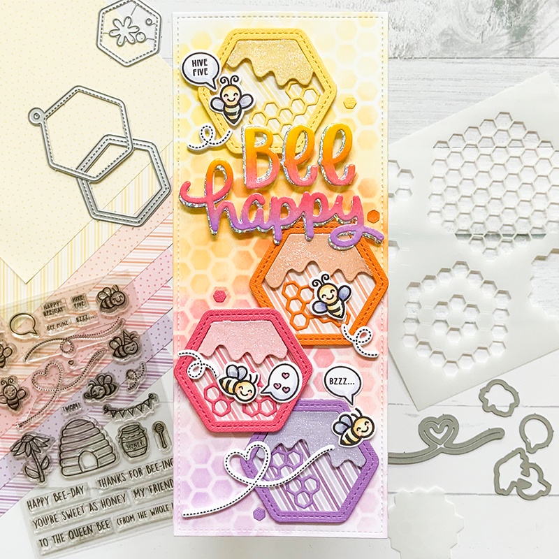 Bee -bee Nest Die-Cutter Cutting Dies ,Clear Stamp Plastic Stencil for ...