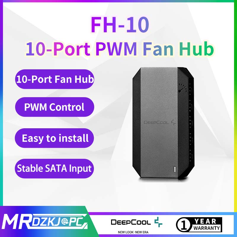 Deepcool FH-10 1 to 10 4pin PWM Cooling Fan Hub Splitter Cable Powered ...