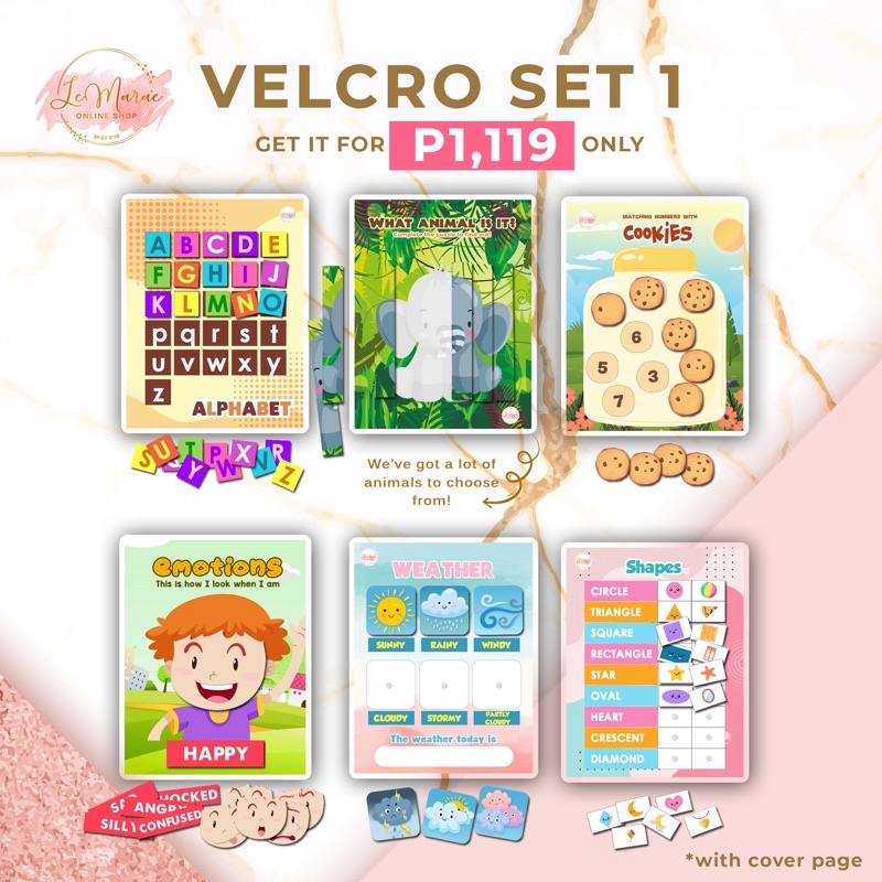 Interactive Busy Books for Kids Educational Toys Laminated VELCRO SET 1 ...