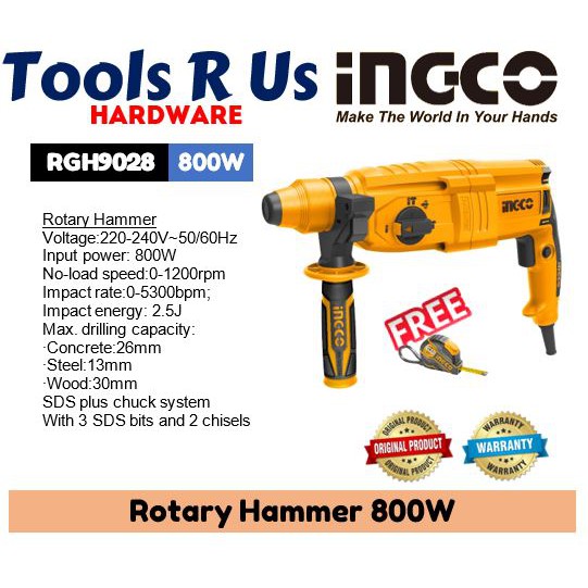 Ingco Rotary Hammer 800W RGH9028* MERVILLE | Shopee Philippines