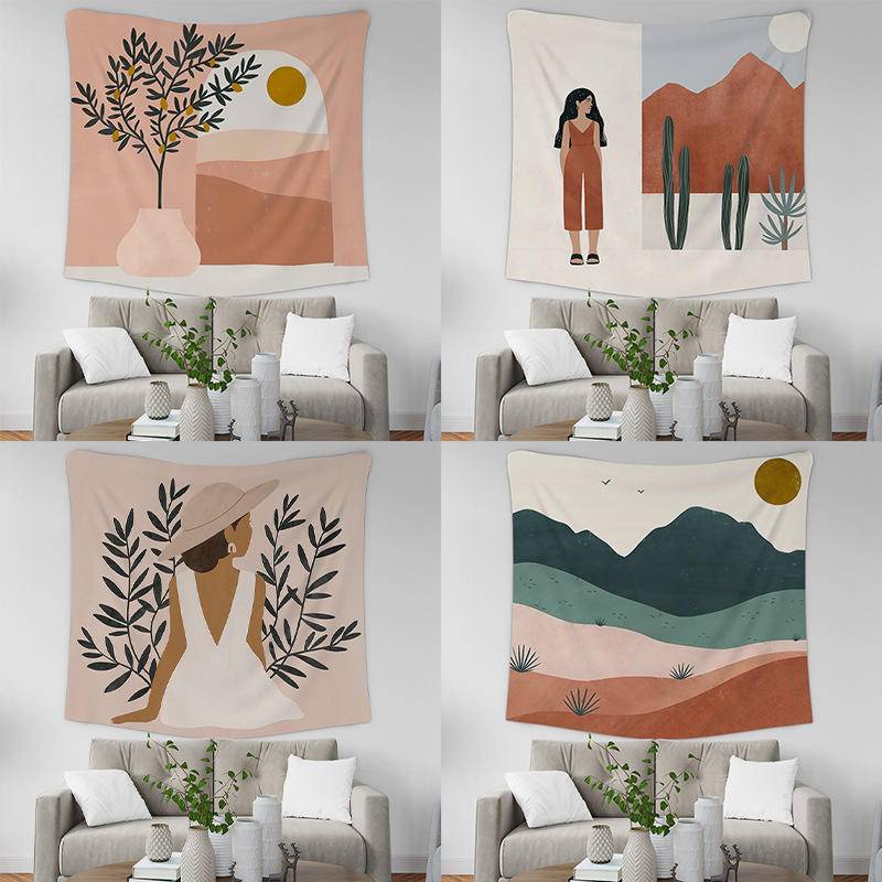 Morandi abstract tapestry earth color home living room decoration ...