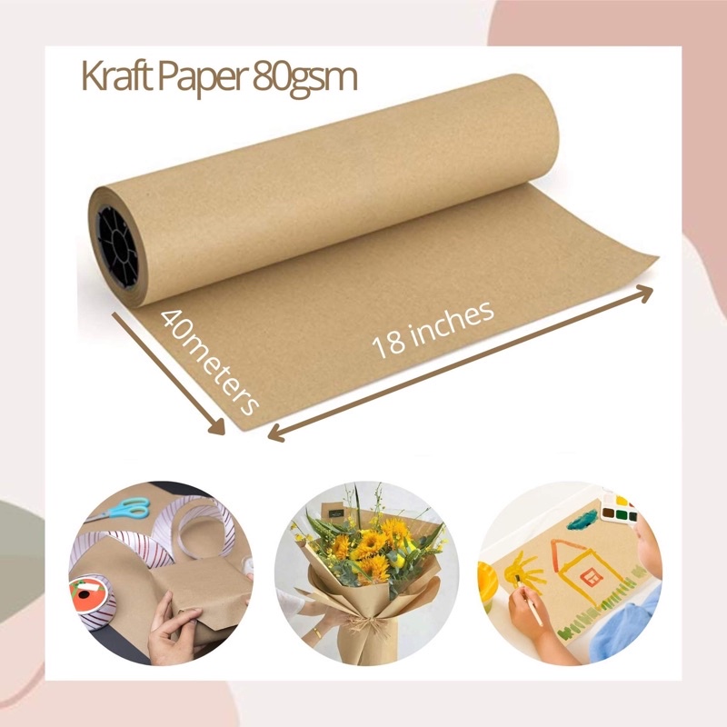 Kraft Paper Brown Paper Roll Counter Roll Continous Gift Wrapping Paper ...