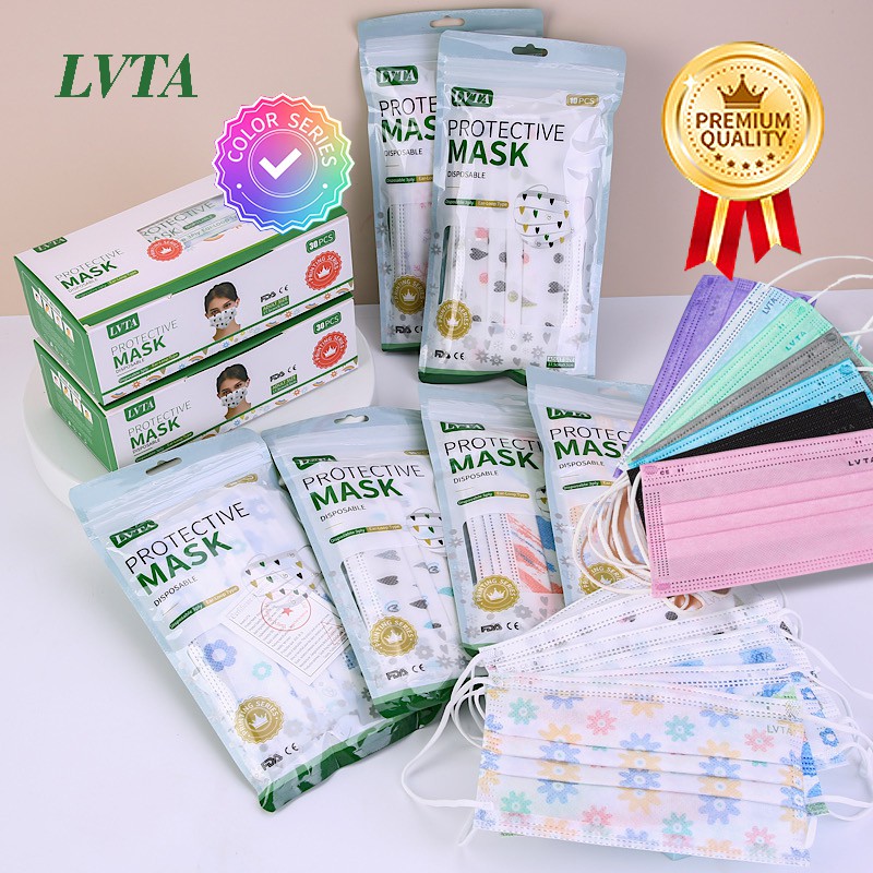 Face Mask Mouth Mask LVTA 3 Layer Protective Disposable Color Printing ...