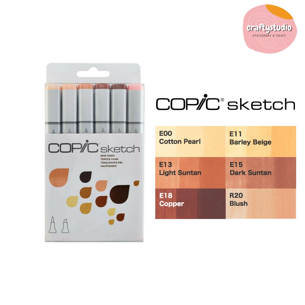 6 pcs Copic Sketch SKIN TONES Set, Drawing Marker Pen Set | Shopee ...