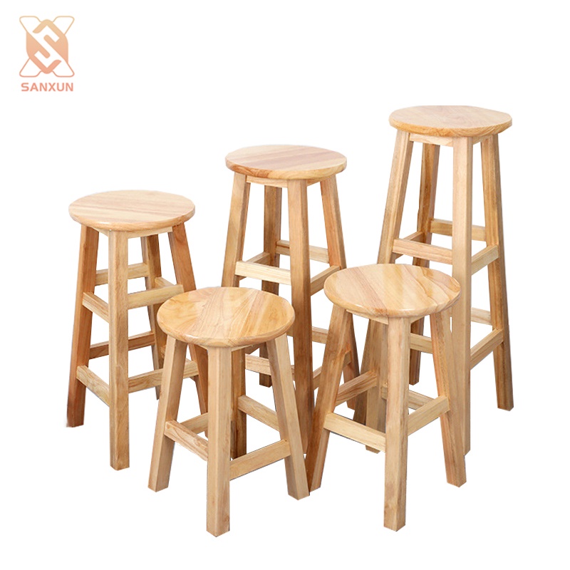 Sanxun Bar Stool Chair Solid Wood High Round Dining Chair Front Desk ...